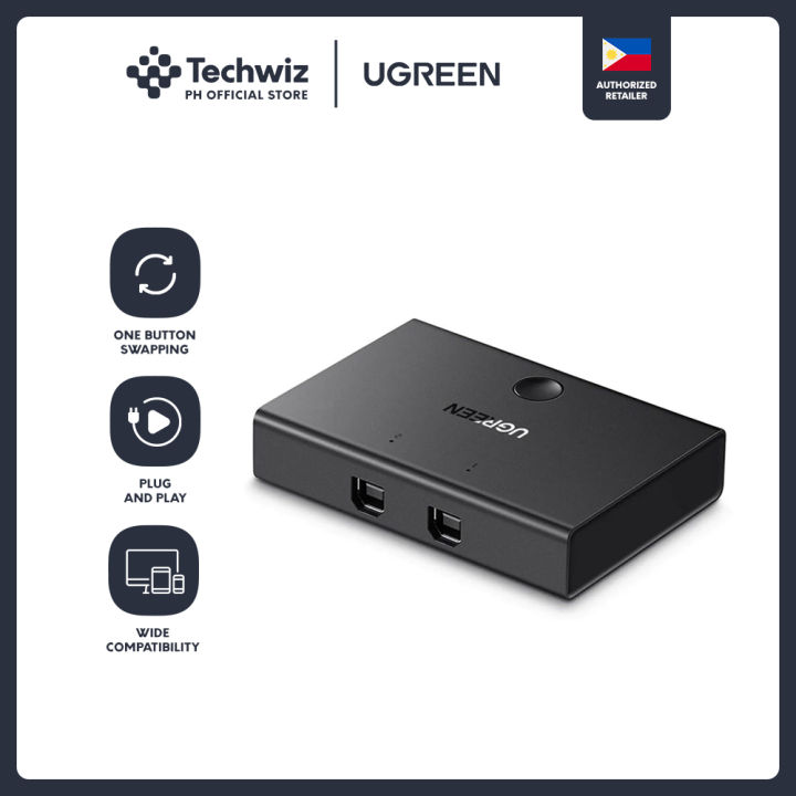 [Techwiz] UGREEN USB 2.0 Sharing Switch 2x1 (Black) - PH | Lazada PH