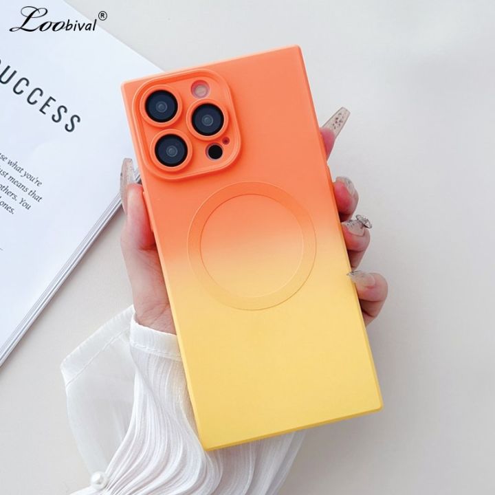 ARCHOR For iPhone 11 12 13 14 15 16 Pro Max Plus Gradient Square Liquid ...