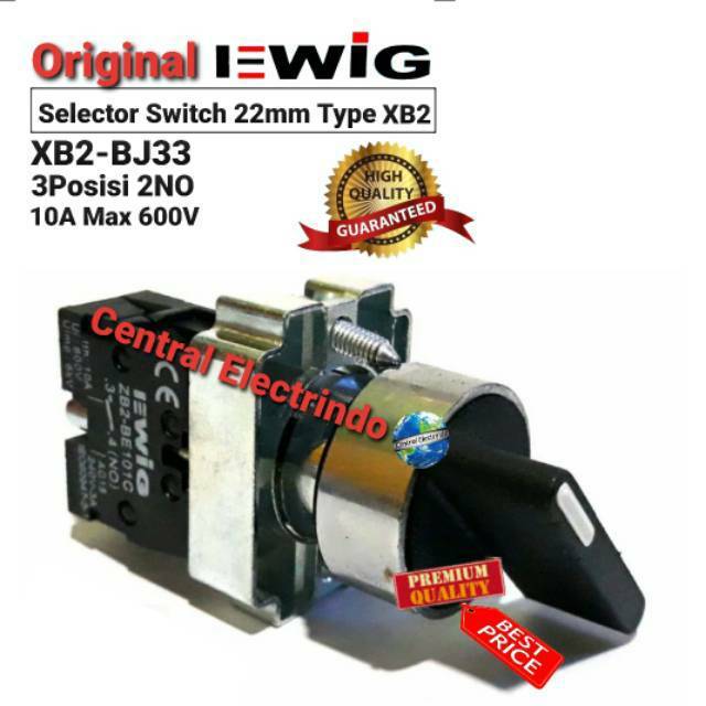 Selector Switch EWIG 22mm XB2-BJ33 Gagang Panjang 3Posisi 2NO 10A/600V. | Lazada Indonesia