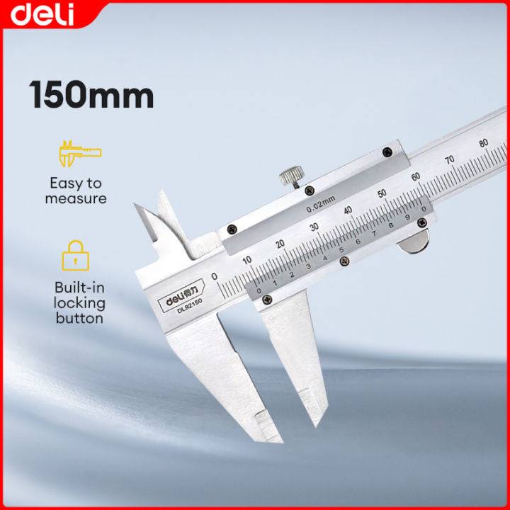 Deli 150mm Vernier Caliper Manual Non-Digital Stainless Steel Calipers ...