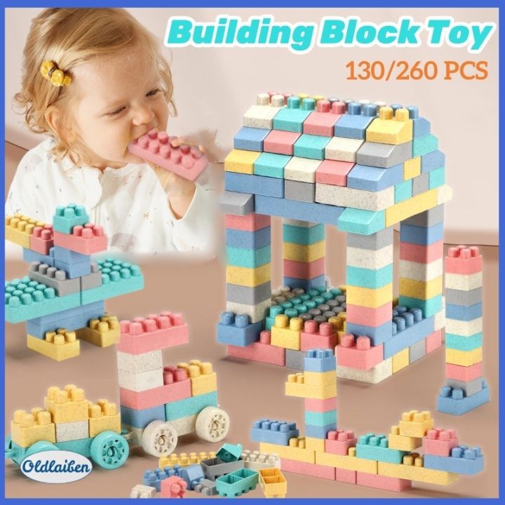 Oldleiben 130/260PCS DIY Building Soft Blocks For Kids Chewable ...