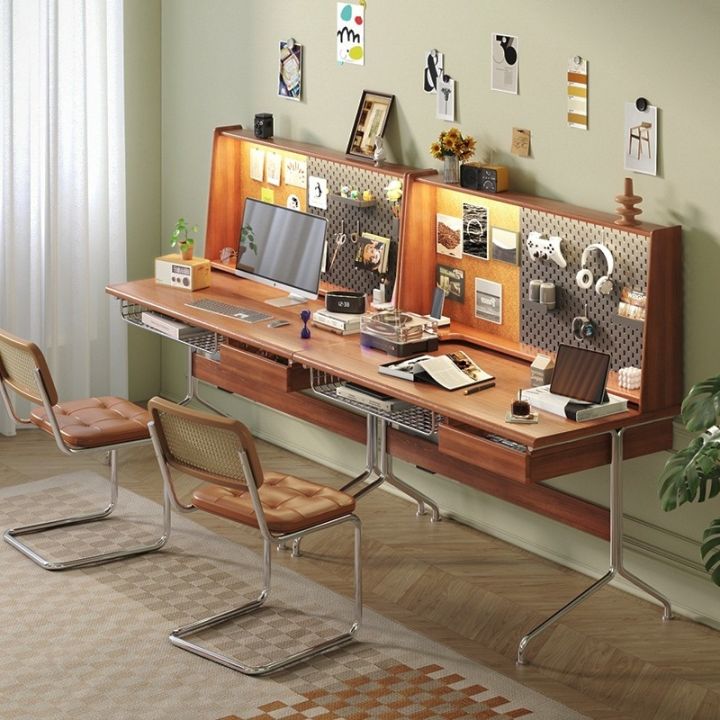MLK Nordic Style R Log-Style Solid Wood Multi-Functional Study Desk ...