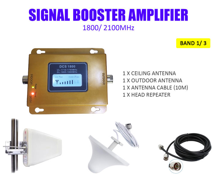 Band 3 3G Signal Booster Amplifier cell Phone Signal Single band ...