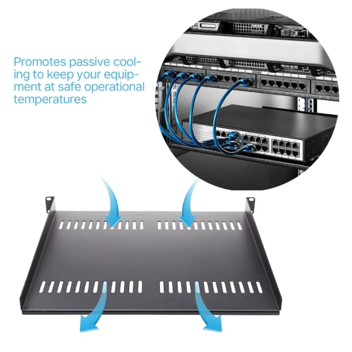 1U Server Rack Shelf Vented Tray for 19" Cabinet Carbon Steel Rack 10 ...