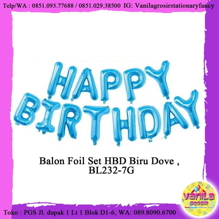 BALON FOIL SET HBD BIRU (DOFF), BALON FOIL HAPPY BIRTHDAY, BALON FOIL ...