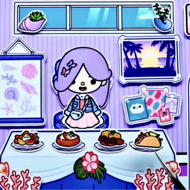 Drag Card Purple and Pink Princess Candy Villa book sticker book busy ...