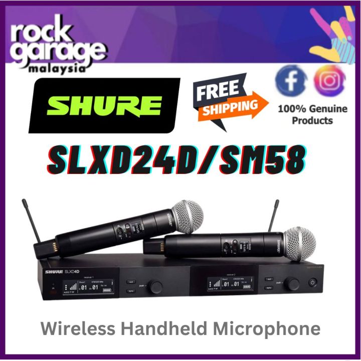Shure SLXD24D/SM58 Digital Wireless Dual Handheld Microphone System ( SLXD24D-SM58 / SLXD24DSM58 ...