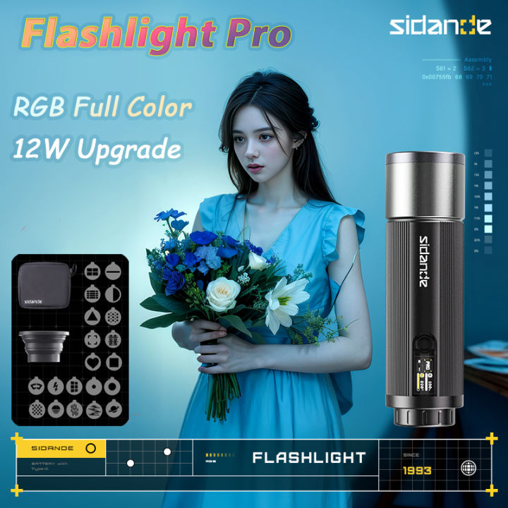 Sidande 12W Flashlight PRO Modeling Light RGB Full Color CCT 3500-7000K ...