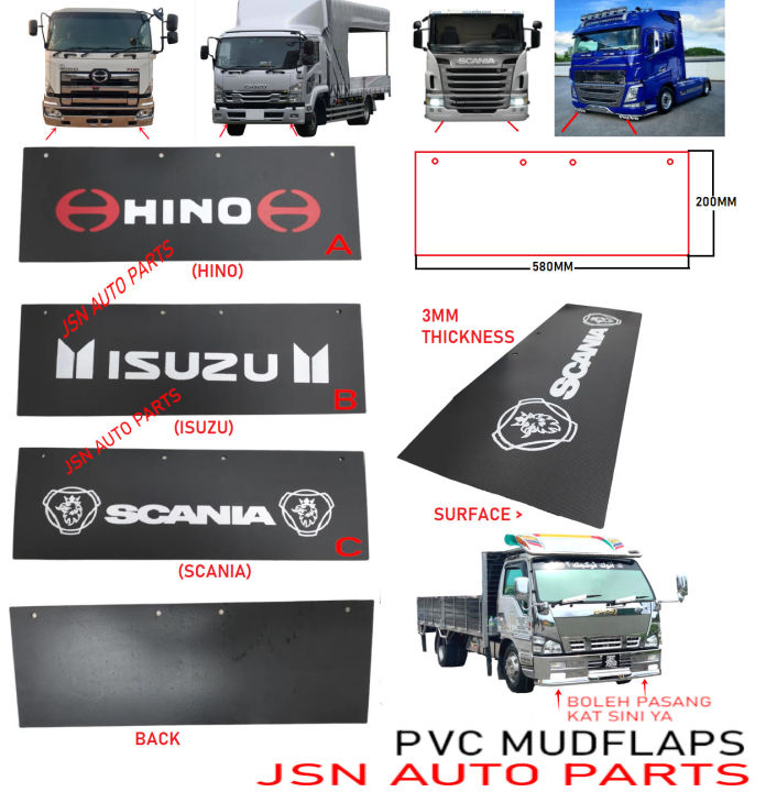 PVC MUDFLAPS FOR ALL LORRY ISUZU HINO NISSAN UD VOLVO SCANIA TRUCK ...