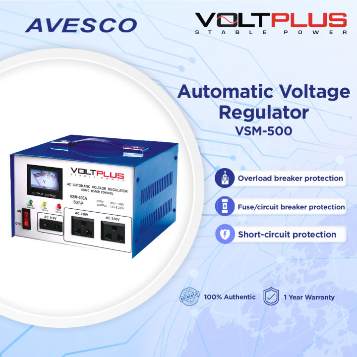 VoltPlus | Automatic Voltage Regulator | VSM-500 | Single Phase | 500VA AVR | Avesco | Lazada PH