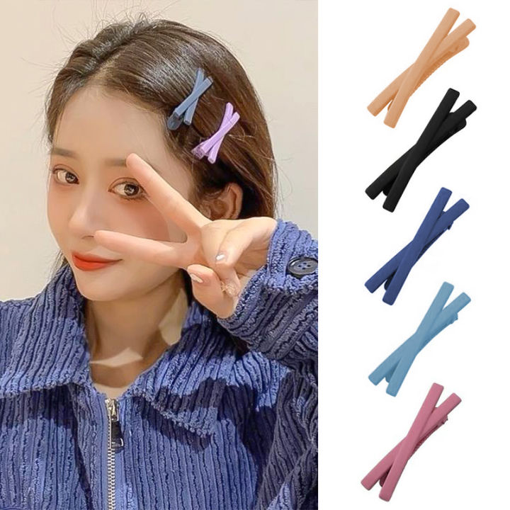 A. one Simple Hairpin Sweet Candy Color Side Clip Bangs Clip Frosted ...