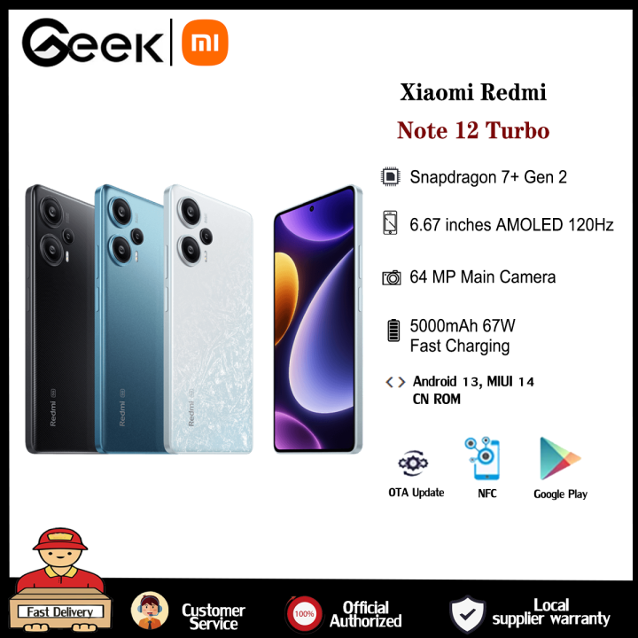 Original Redmi Note 12 Turbo 5G Smartphone 6.67 Inch OLED Snapdragon 7+ Gen 2 64MP Camera 67W ...