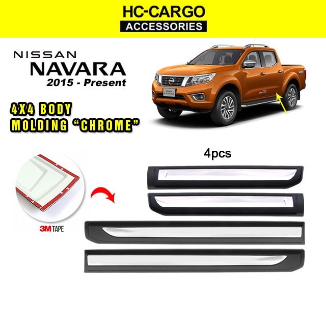 Nissan Navara 2015 - Present NP300 4x4 Side Doors Cladding Molding Trim ...