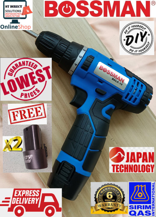 BOSSMAN 12V Lithium-lon 2-Speed Cordless Drill Battery Drill Driver - 2 ...