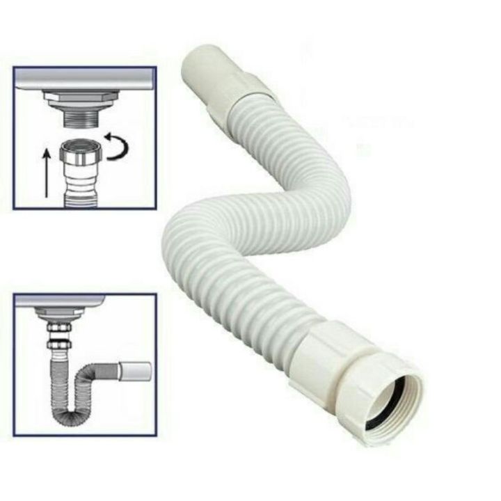 【32mm / 40mm】UPVC White Flexible Hose Pipe for Basin & Kitchen Sink ...