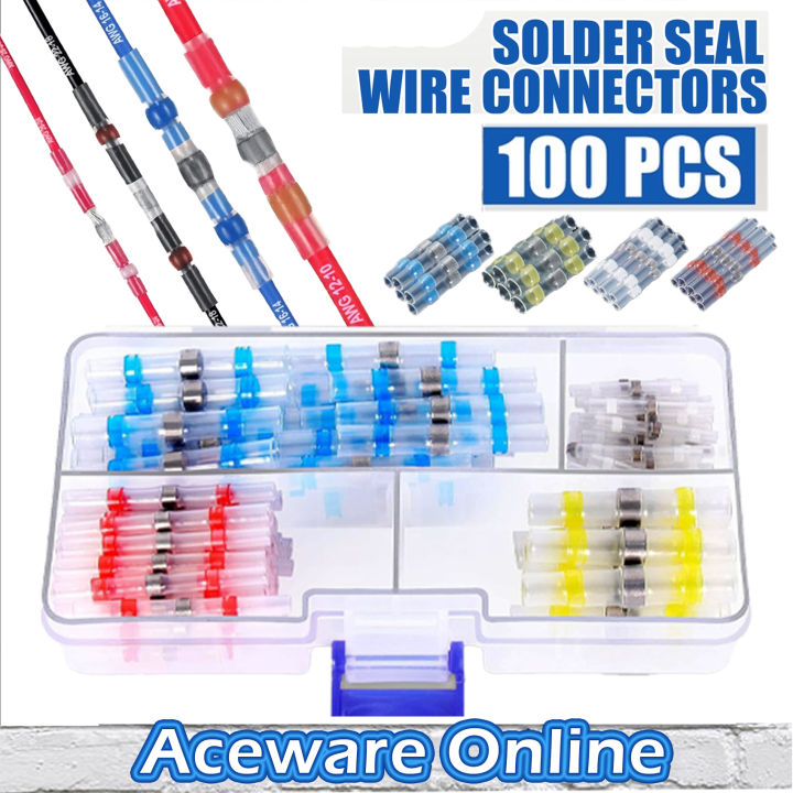 100pcs Solder Seal Cable Wire Connector Terminals Waterproof Tube Heat ...