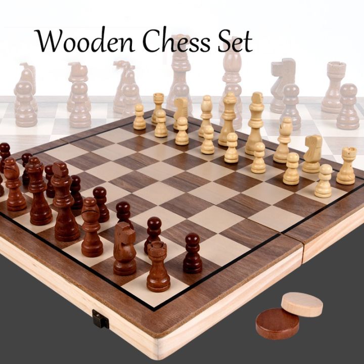 Folding Wooden Chess Board Pieces Set Board Game International Chess Set Chess Board Wooden ...