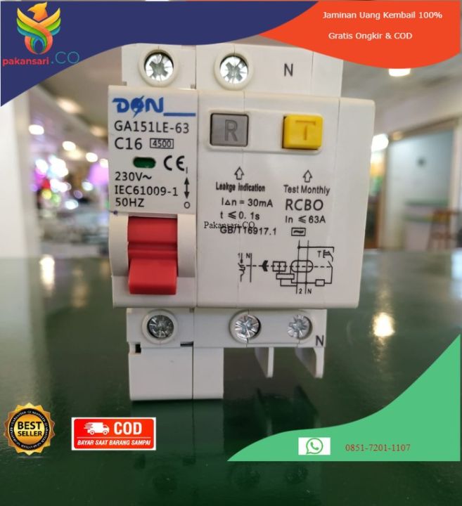 ELCB RCBO-63 1P+N 10A/16A/20A/25A/32A/63A - 63A | Lazada Indonesia