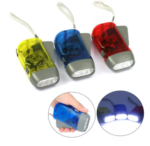 Hand Crank Battery-Free Flashlight Camping Lights 3 LEDs Hand Pressing ...