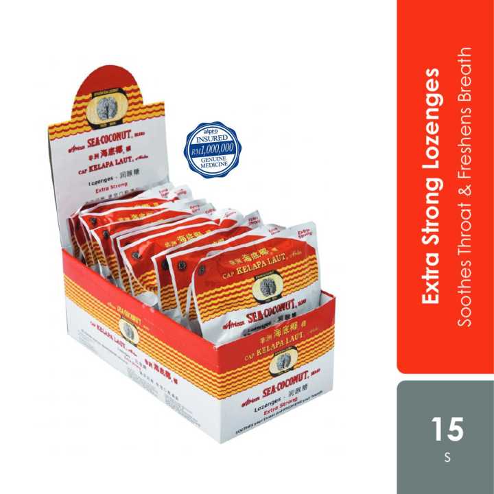 African Sea Coconut Extra Strong Lozenges 15g x 15s | Soothes Throat ...