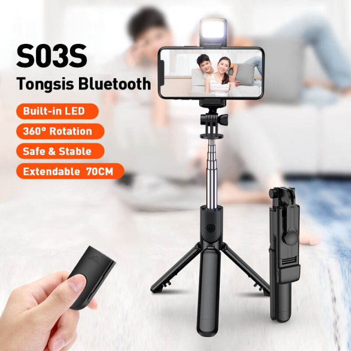 Tripod Tongsis Bluetooth Magic S03 S Led 4 In 1 Tripod Selfie Stick