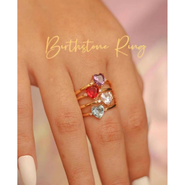Heart Diamond Birthstone Adjustable TR051 Ring Tala by Kyla Inspired Rose Gold Birthstone Ring Female Ruby Jewelry Customizable Anniversary Ring Versatile Women S Accessory Lazada Lazada PH