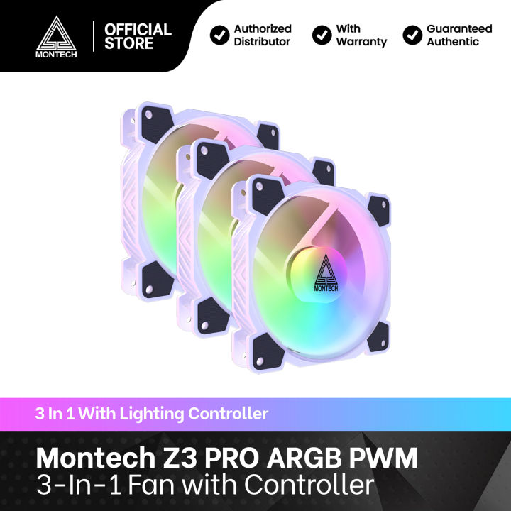 Montech Z3 Pro ARGB PWM 120mm 3 in 1 Fan with Lighting Controller 3pin ...