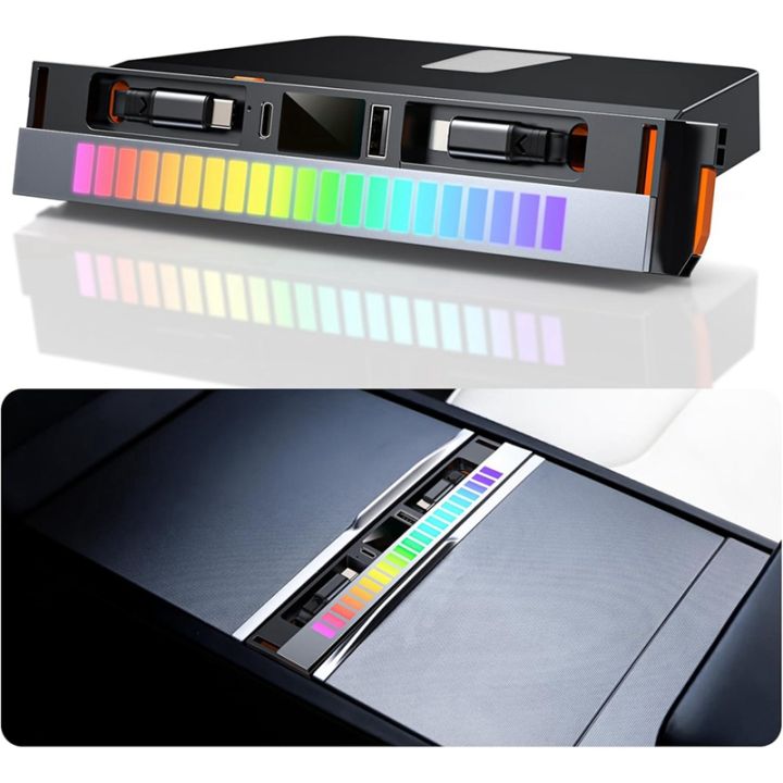 【JUS】-USB Hub Multi Ports Docking Station RGB Light for Model Y Model 3 ...