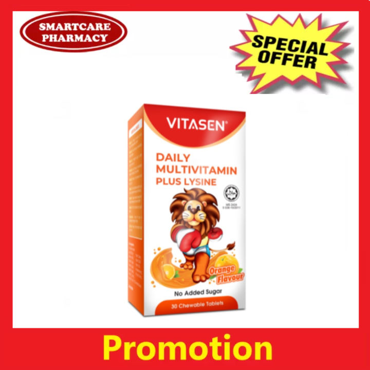 Vitasen Kids Daily Multivitamin+ Lysine Tab 30 Chewable Tablets ...