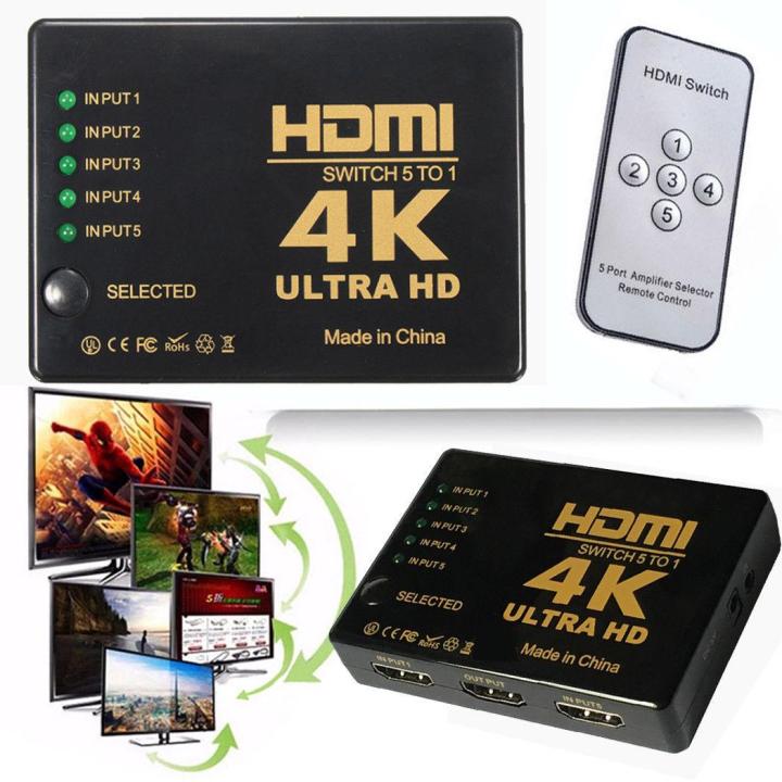 4K ULTRA 3D HD HDMI Switch HDMI Splitter HUB with IR Remote Control IR ...