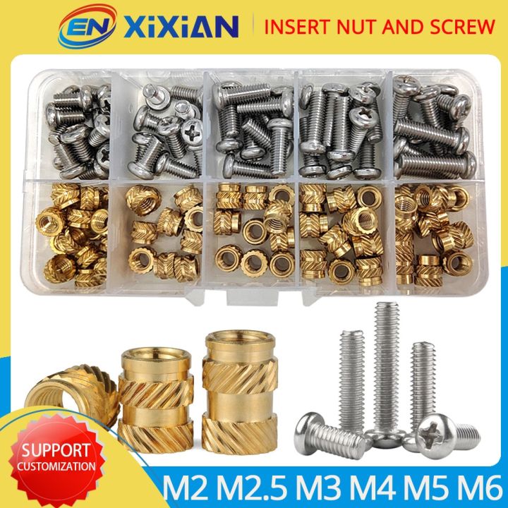 【A Practical】 ↂ M2 M2.5 M3 M4 M5 M6 Brass Insert Nut and Screw Set Hot ...