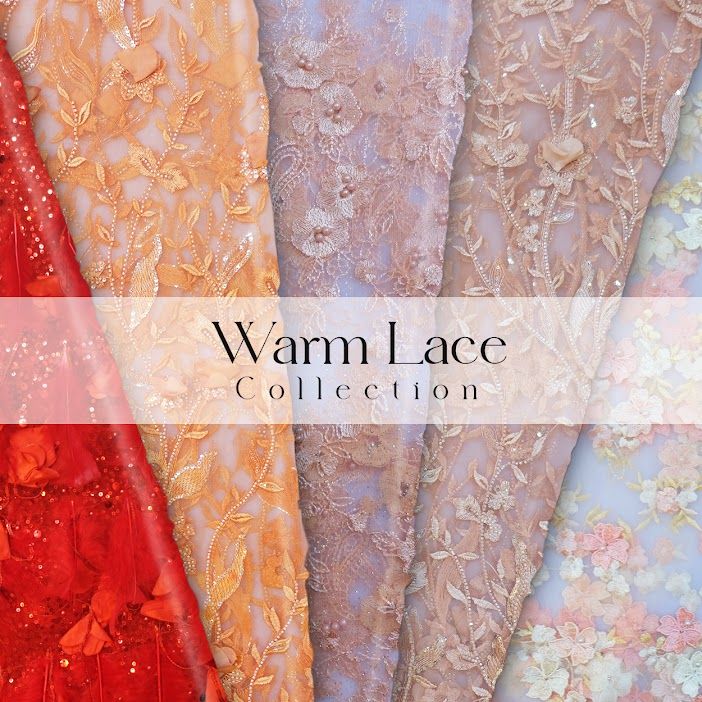 Radiant Warmth: Warm Lace Fabric Collection (Red, Orange, Rust, Oldrose ...