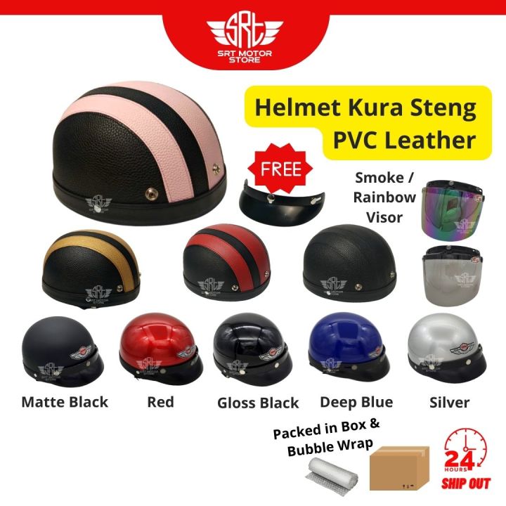 SRT Motor Helmet Steng Kura Kura - Topi Keledar Separuh - Half Cut ...
