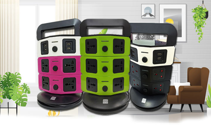 Ultrathin Vertical Tower Socket 3 Layer Tower Extension Trailing Socket ...