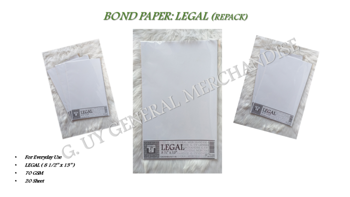 BOND PAPER: LEGAL (Long 8 1/2" x 13") 70 gsm 20 Sheet | Lazada PH