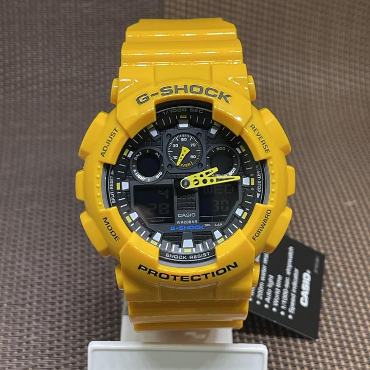 Casio G-Shock GA-100A-9A Men's Yellow Resin Strap Analog Fashion Watch ...