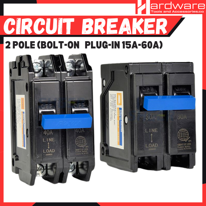 plug in Circuit Breaker Bolt 0n Circuit Breaker 2-Pole Safety Breaker ...