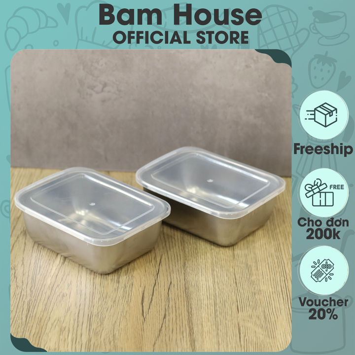 Hộp đựng thực phẩm inox 430 Bam House dung tích 500ml có nắp nhựa trong cao cấp | Lazada.vn