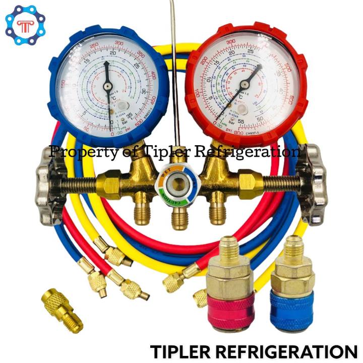 ALL-IN-ONE Manifold Gauge Set for INVERTER and Car Aircon (R410a, R134a, R22, R404, R32, R407 ...