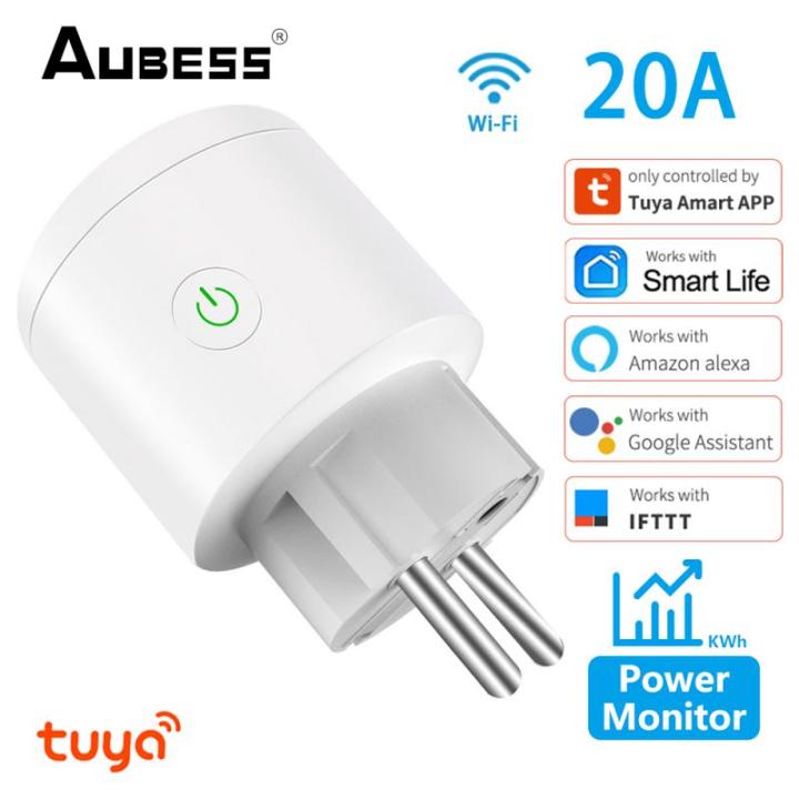 Tuya WiFi Smart Plug 20A Round EU Outlet Socket App Wireless Remote ...