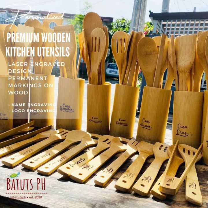 Batuts Ph - Personalized Wooden Kitchen Utensils - Laser Engraved Non ...