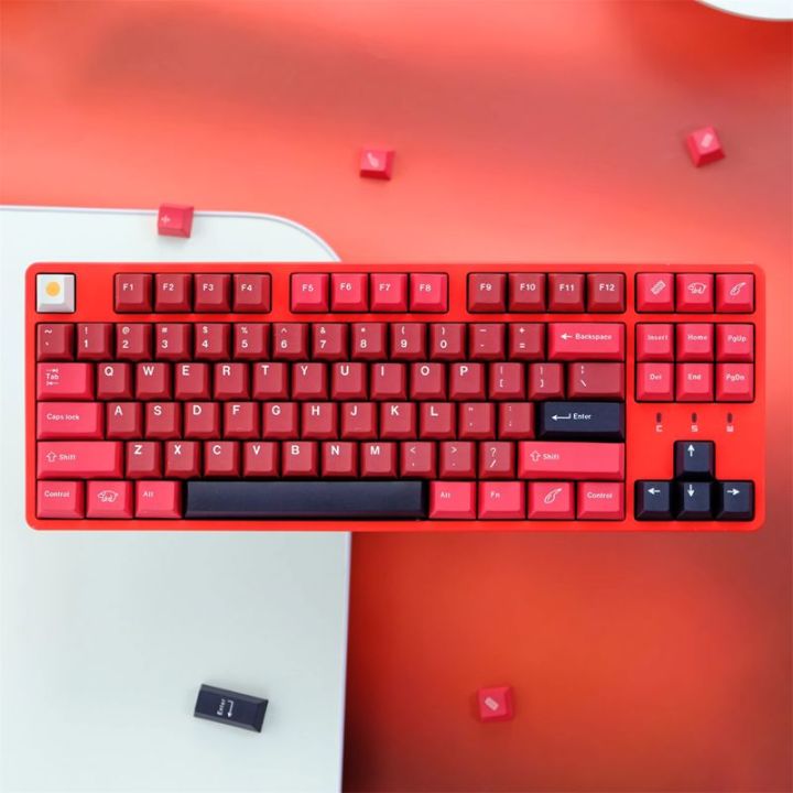GMK Jamón Minimalist Red Keycap129 Keys Cherry Profile PBT Five Side ...