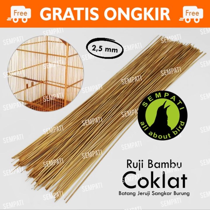 BATANG RUJI BAMBU WARNA COKLAT JERUJI SANGKAR BURUNG | Lazada Indonesia