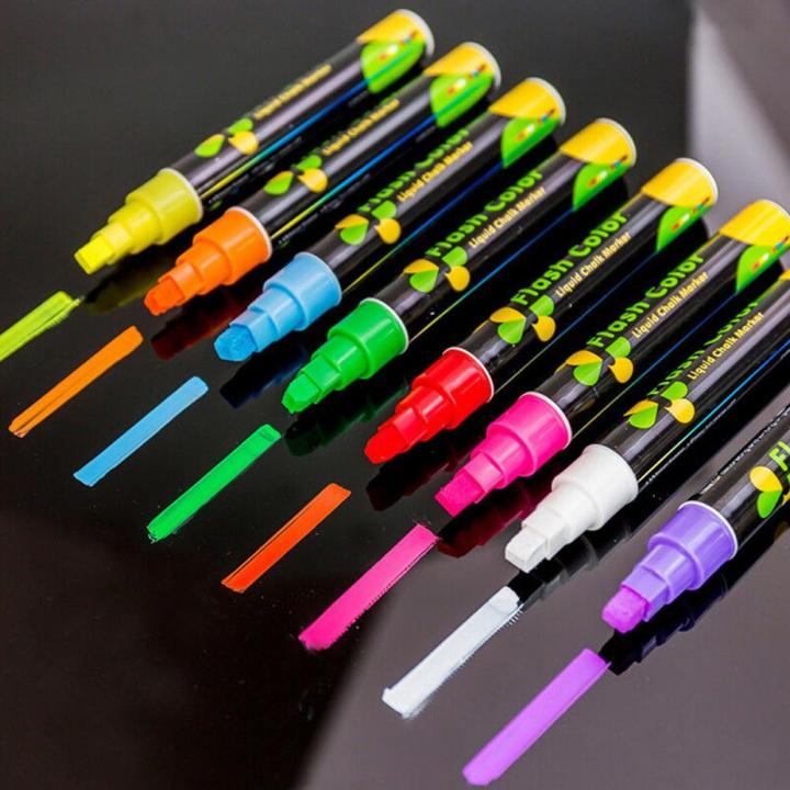 8pcs/set Erasable Color Highlighter Glass Marker Fluorescent Board ...