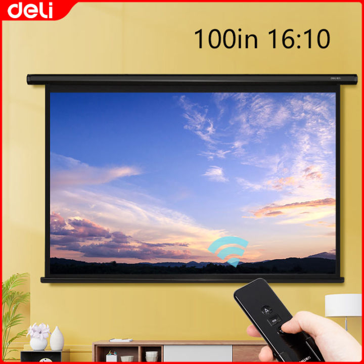Deli Projector Screen Home Office Electric Remote Control 20 Meters ...