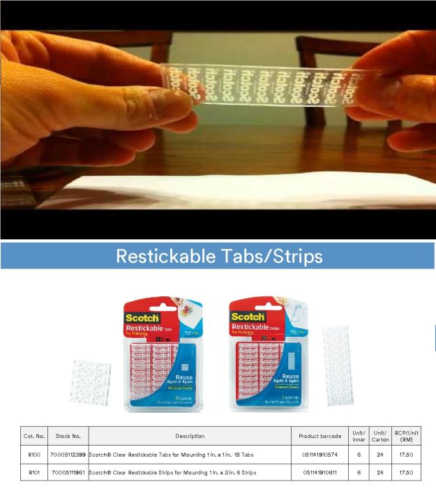 3M Scotch Restickable Clear Tabs For Mounting | Lazada