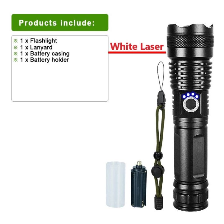 2023 Newest Super Powerful Flashlight White Laser Rechargeable Torch Light XHP360 High Power LED ...