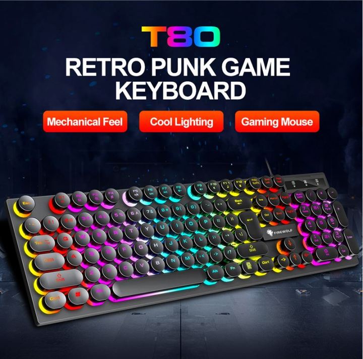 FIREWOLF T80 Wired USB Keyboard Glow GAMING KEYBOARD Light-emitting ... FIREWOLF T80 Wired USB Keyboard Glow GAMING KEYBOARD Light-emitting ...