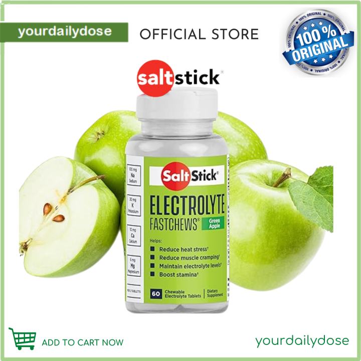 SaltStick FastChews Chewable Electrolyte Tablets | 60 Green Apple ...