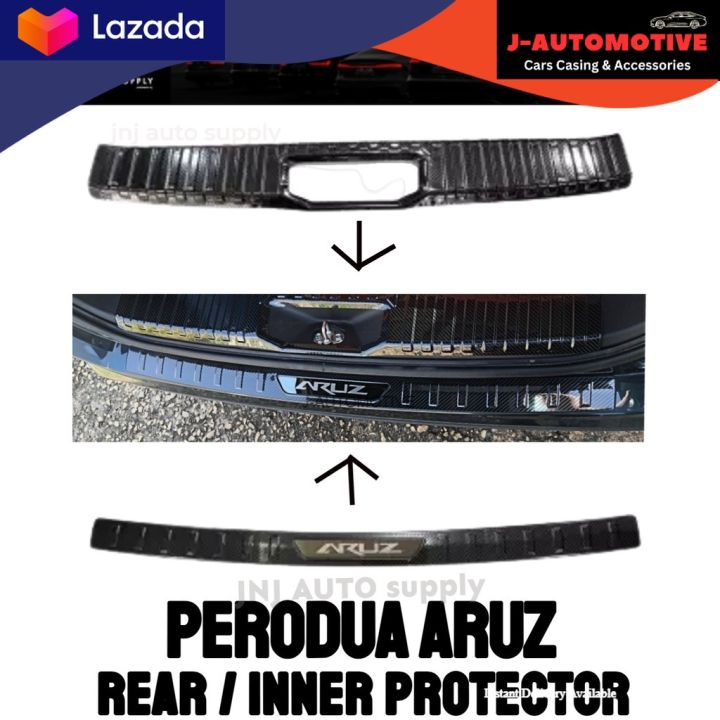 Perodua Aruz rear bumper /inner bumper protector guard stainless steel ...